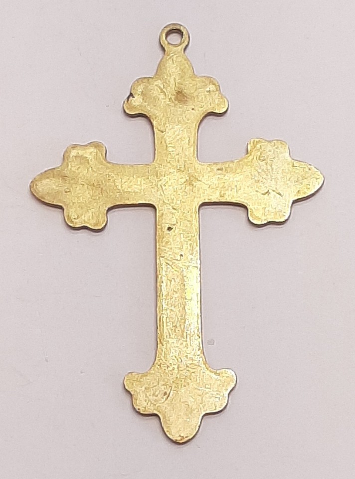 EMBOSSED STAMPED BRASS LARGE CROSS W/ LOOP COMPONENT EMBELLISHMENT ...