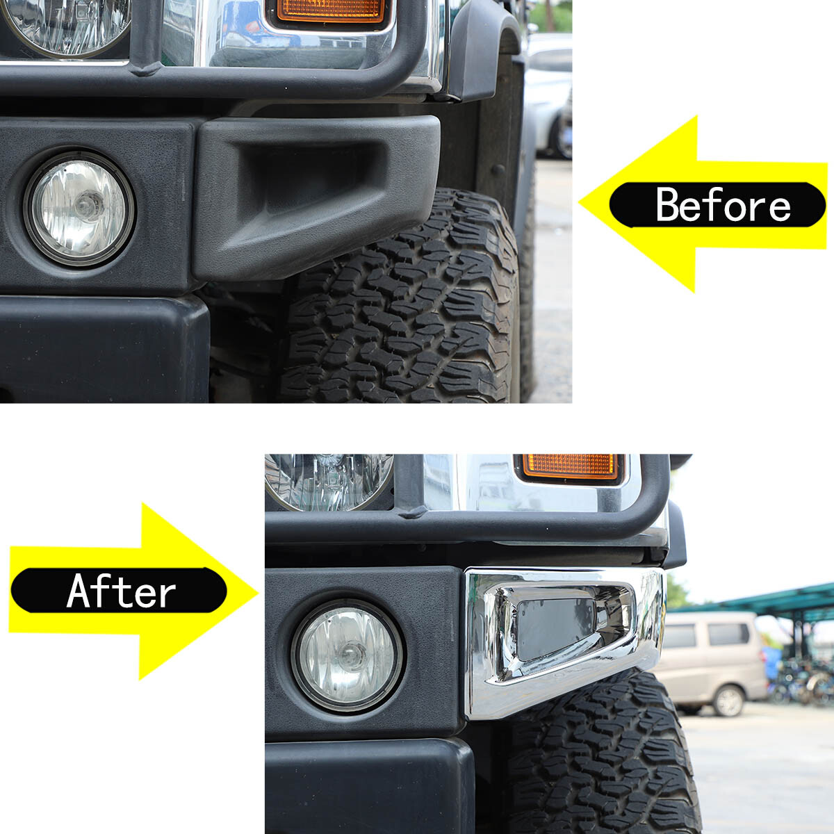 Fit For 2003-09 HUMMER H2 Front Bumper End Cap Gloss Chrome Replace ...