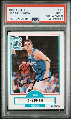 Rex Chapman Autographed 1990 Fleer Basketball Hornets Card #17 AUTO PSA ...