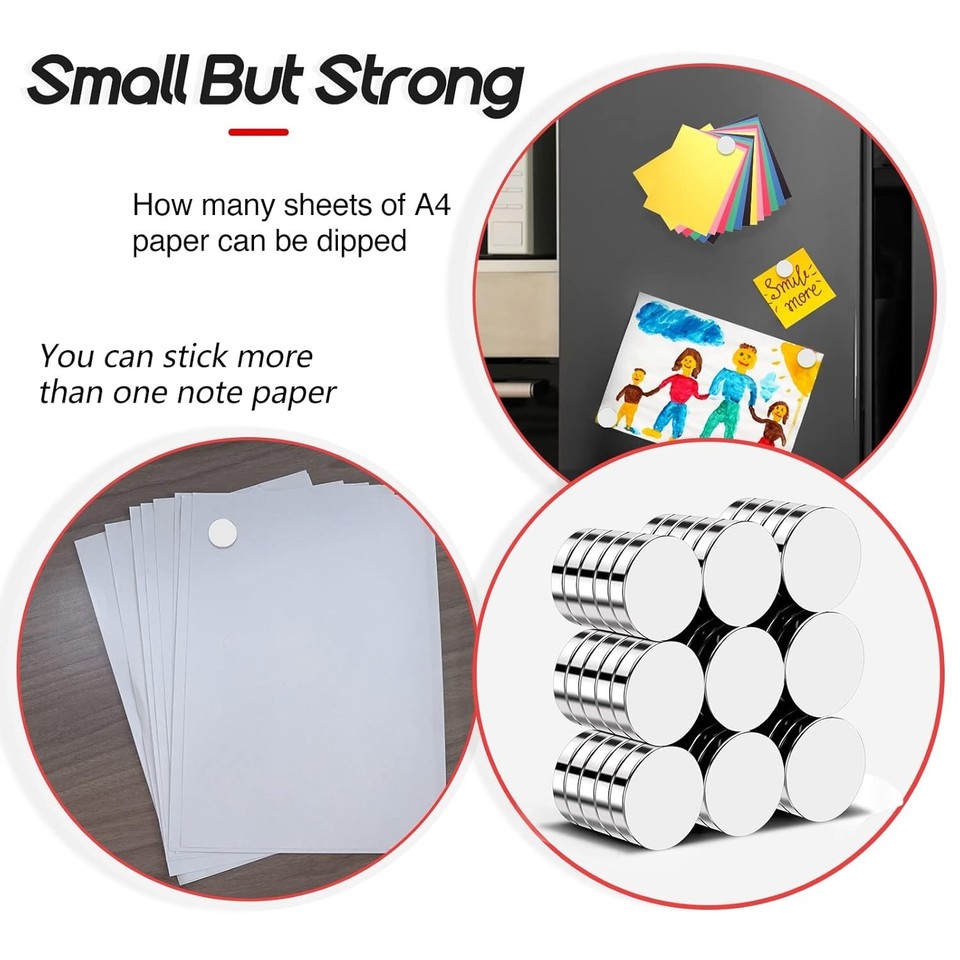 Refrigerator Magnets 50 Pcs, 10x3mm Tiny Round Disc Small Whiteboard ...