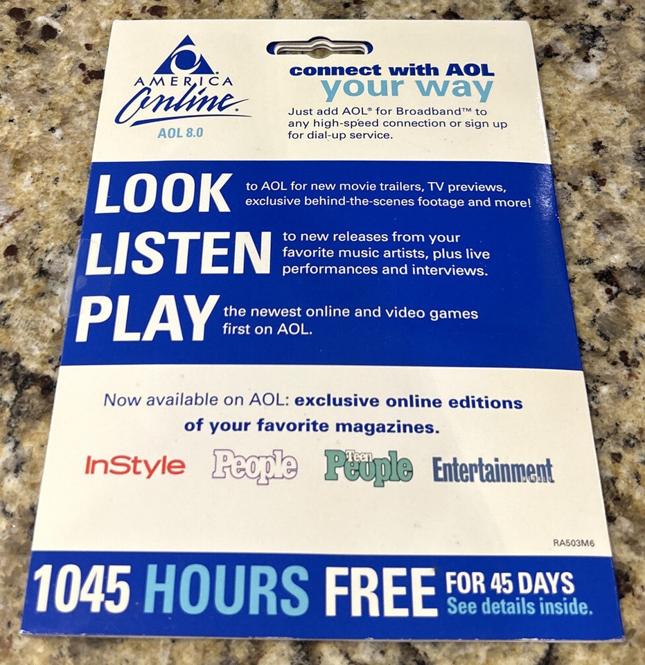 AMERICA ONLINE AOL ENTERTAINMENT LOOK LISTEN PLAY 1045 Hours Vintage ...