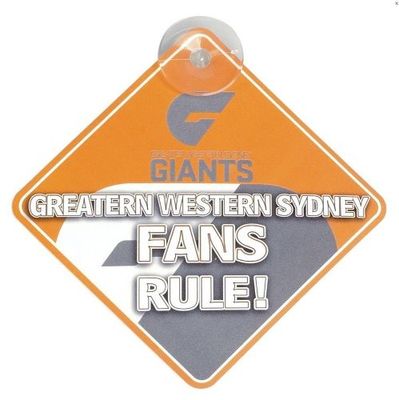 120673 GREATER WESTERN SYDNEY GIANTS AFL FANS RULE CAR WINDOW SIGN ...