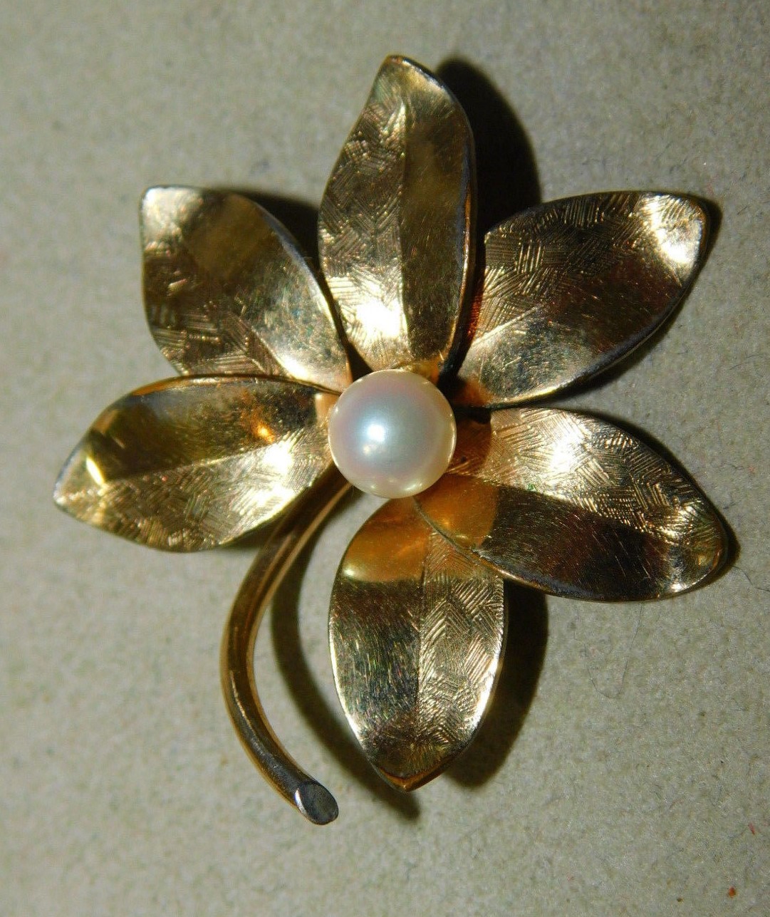 Vintage BAB Ballou 12k Yellow Gold filled Flower Pearl Brooch Pin 1a 83 ...