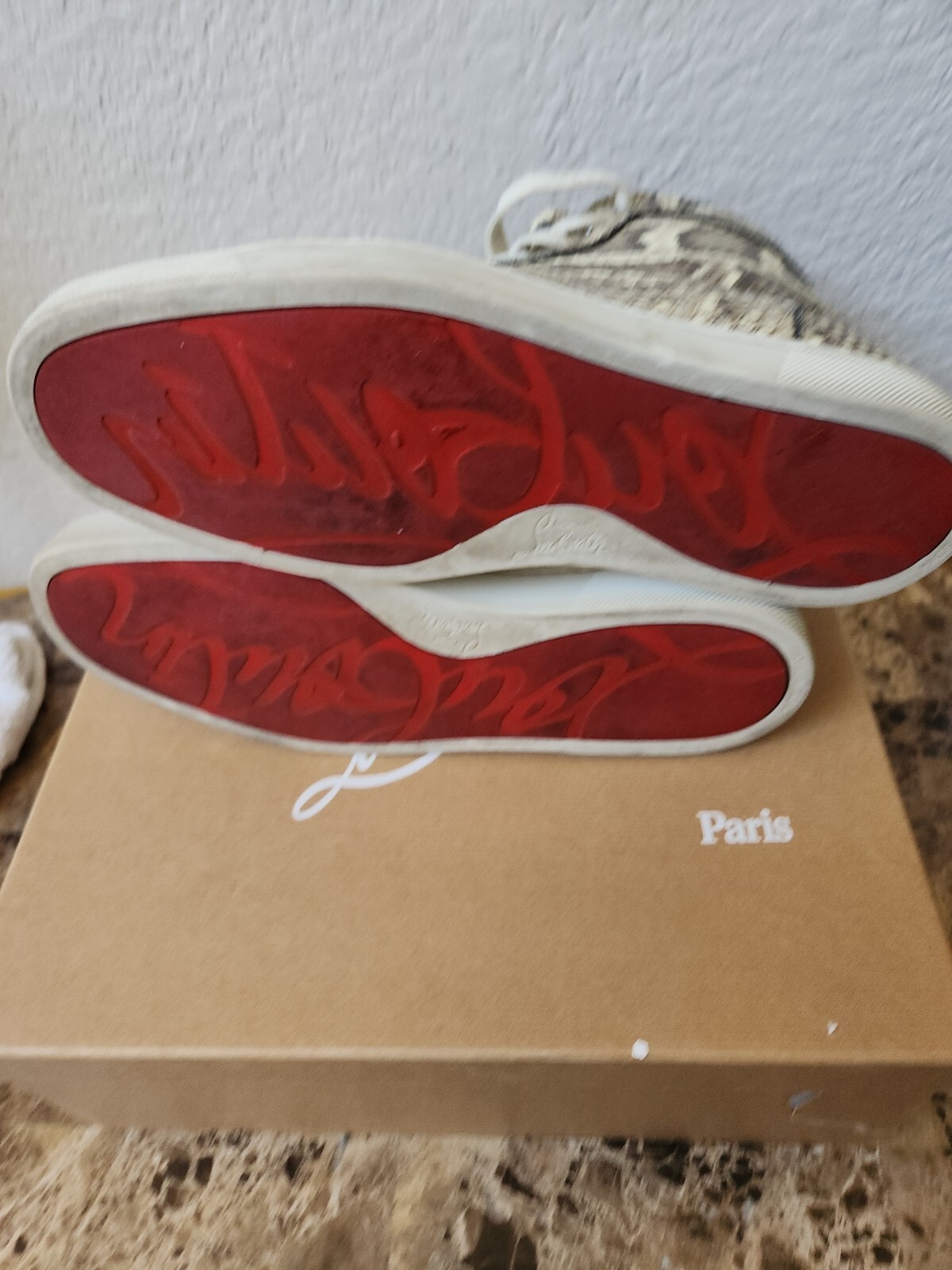 Christian Louboutin Louis Flat Python Roccia Ghost Me… - Gem