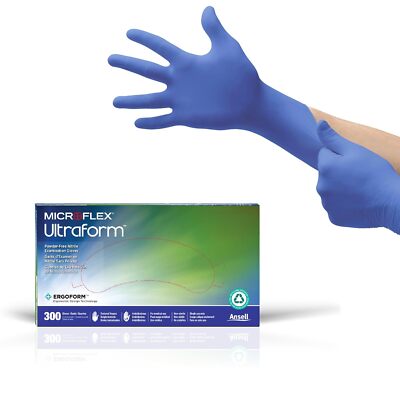 Microflex UF-524-M/L Ultraform Cobalt Blue Nitrile Gloves Medium/Large ...