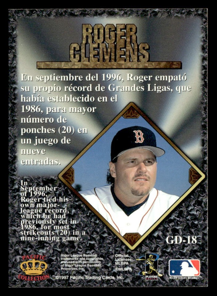Roger Clemens 1997 Pacific Prisms Card #GD-18 Boston Red Sox | eBay