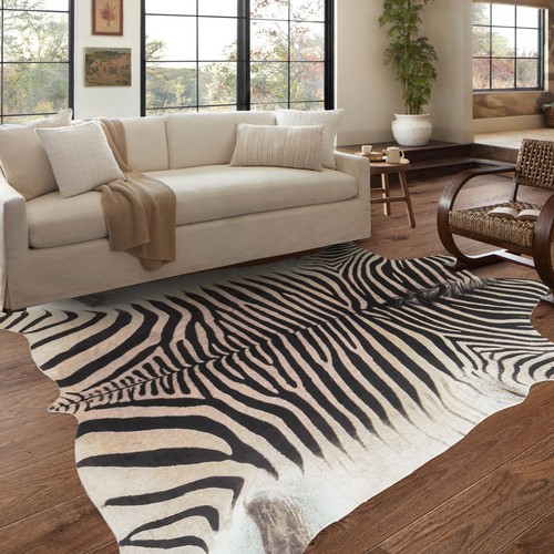Large Zebra Rug 4.6X5.2 ft Area Rugs Luxurious Zebra Print Rug Funky ...