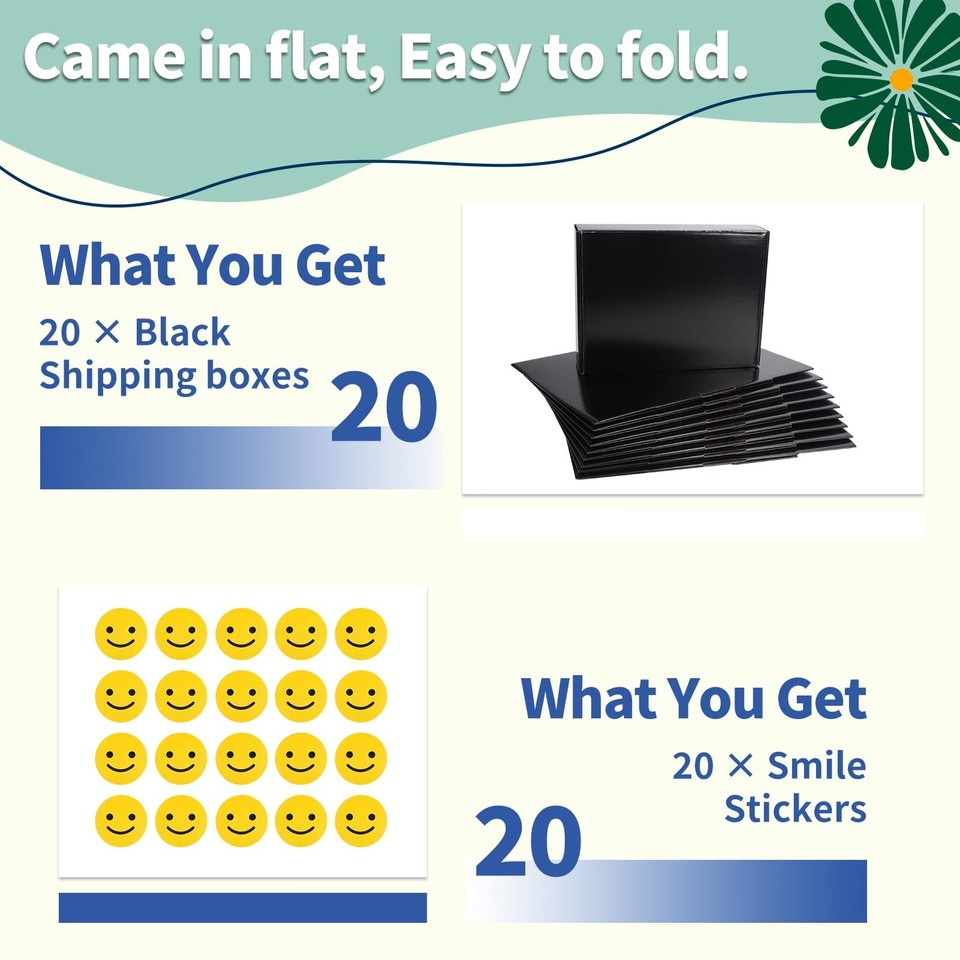 12x9x4 Black Shipping Boxes 20 Pack, Large Cardboard Mailer Boxes for ...