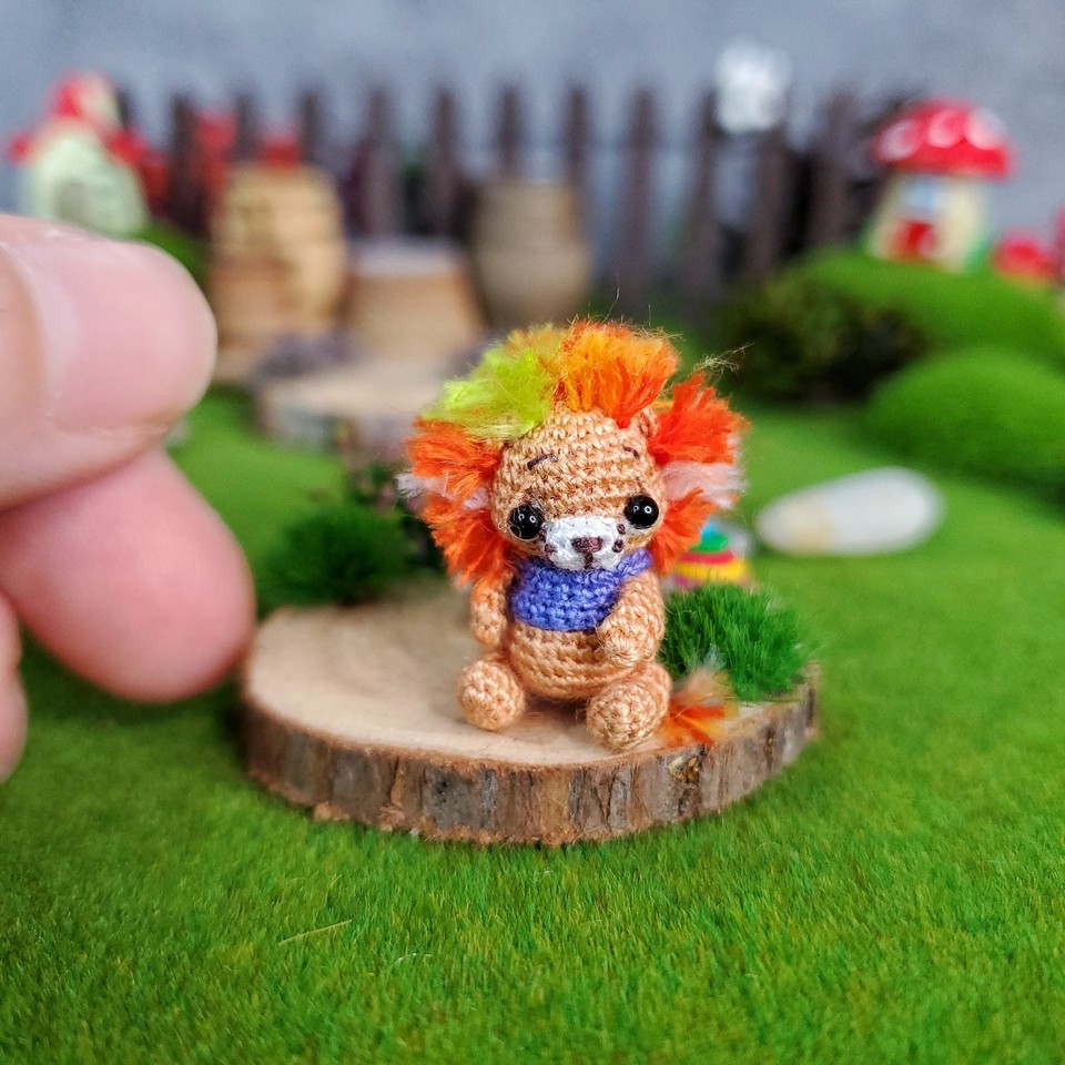 Custom Rainbow micro Lion. Dollhouse miniature. Doll pet. Microtoysby ...
