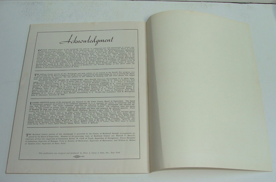 ORIG 1939 PALISADES - CATSKILLS REGION - NEW YORK WORLD'S FAIR ...
