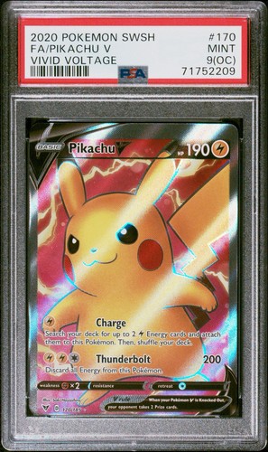 2020 Pokemon SwSh Vivid Voltage Full Art Pikachu V 170 PSA 9 Off Center ...