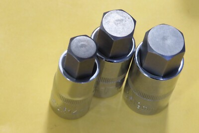 14MM 17MM & 19MM HEX ALLEN KEY CHROME VANADIUM SCREWDRIVER BIT IN 1/2 ...