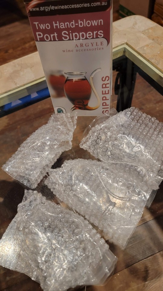 Port Sippers NIB X 4 Hand-Blown Clear Glass Unusual “S” Shape Argyle ...