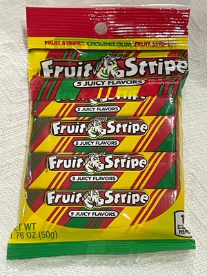 Hanger Pack Fruit Stripe Gum 4 Packs/5 Sticks Tattoos Collectible/Non ...