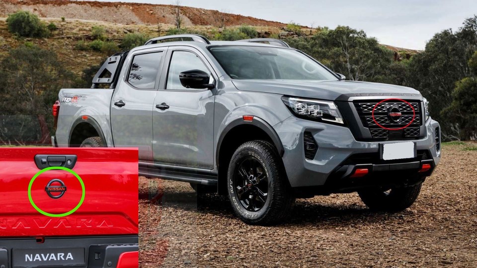 x2 NISSAN NAVARA 2016-24 NP300 D23 PRO 4X GENUINE BLACK GRILLE EMBLEM ...