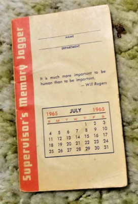 Vintage January 1963 Supervisor's Memory Jogger One Month Calendar ...