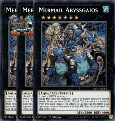 Yugioh! 3x Mermail Abyssgaios RA04-EN065 Secret Rare 1st Ed NM | eBay