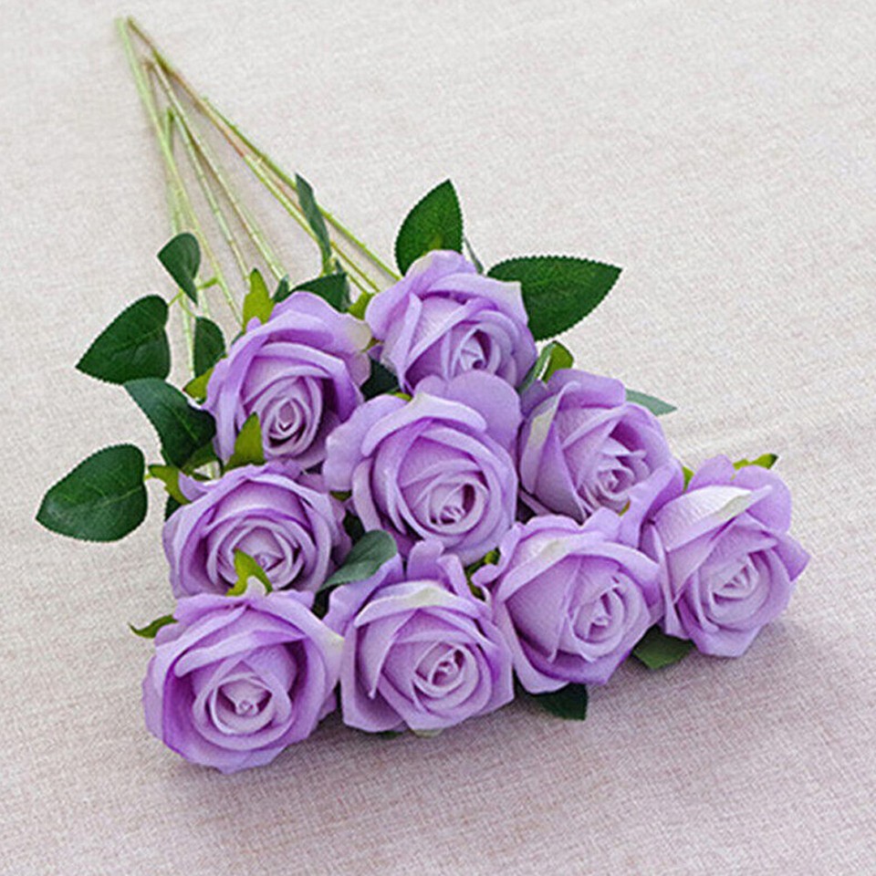 1pc Artificial Single Rose Bud with Stem Silk Flowers Fake Bouquet ...