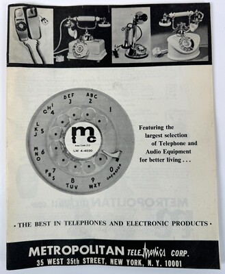Vintage 1971 Metropolitan Teletronics Telephone Electronics Product ...