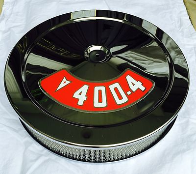 Chrome Air Cleaner PERFORMANCE WHITE FILTER 14X3 PONTIAC 400 DECAL ...