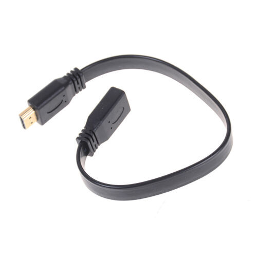 30cm Short Flat HDMI Extension Lead Gold Female Socket to Male Plug ...