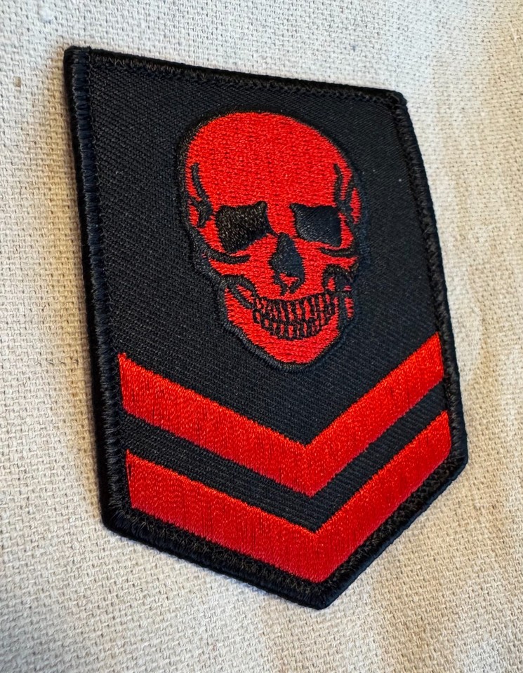 LOT 2 RED SKULL PATCH MILITARY SKELETON MORALE DEATH RANK embroidered ...