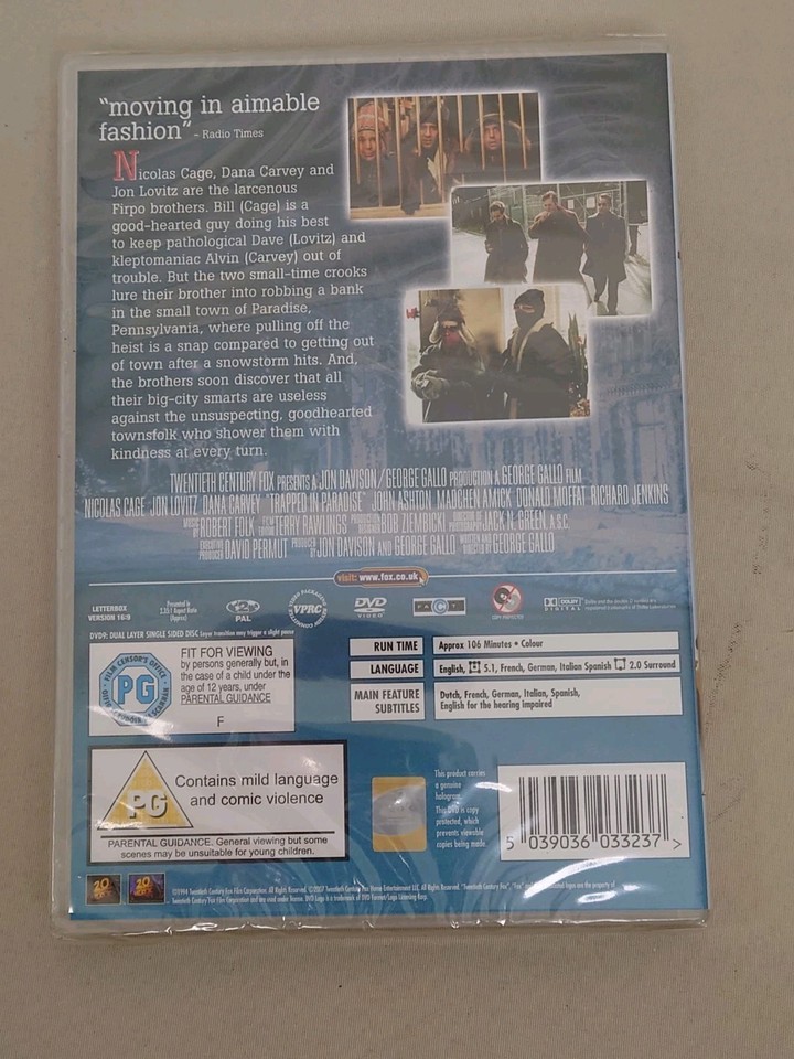 Trapped In Paradise DVD Nicholas Cage Jon Lovitiz Dana Carvey ...