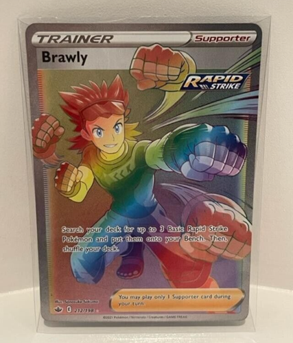 Pokemon TCG Brawly Full Art Rainbow Secret Rare 212/198 Chilling Reign ...