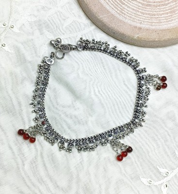 Silver Oxidized Ghungroo Anklet Women Charm Anklets Boho Indian Ethnic ...