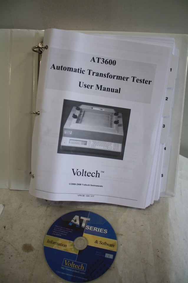 VOLTECH AT3600 TRANSFORMER TESTER MANUAL / DISC | eBay