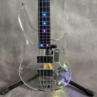 Transparent Color LED Light 4 String Bass Guitar HPL Fretboard Fast ...