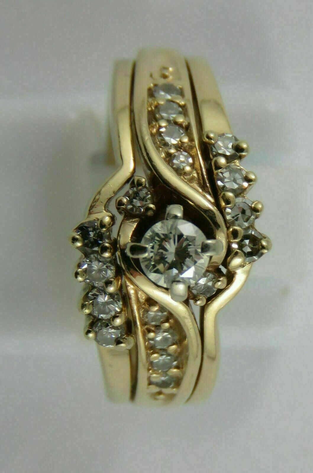 2.00 Ct Round Simulated Diamond Wedding Swirl Bridal Ring Set Yellow ...