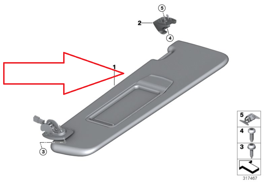 BMW 5 F10 Left Side Sun Visor 51168038163 8038163 2015 New Genuine ...