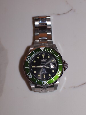 Invicta Pro Diver Men's Watch Green Bezel Black Dial- 3047 | eBay