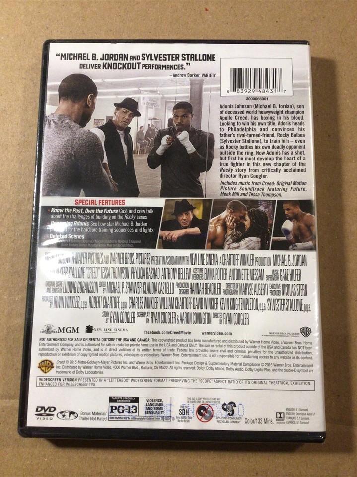 Creed, Dvd, Sylvester Stallone, Michael B. Jordan, Sealed, Unopened ...