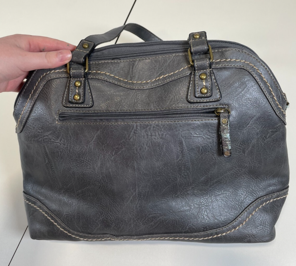 Born BOC Gray Carlston Scallop 2 Handle Shoulder Bag Purse | eBay