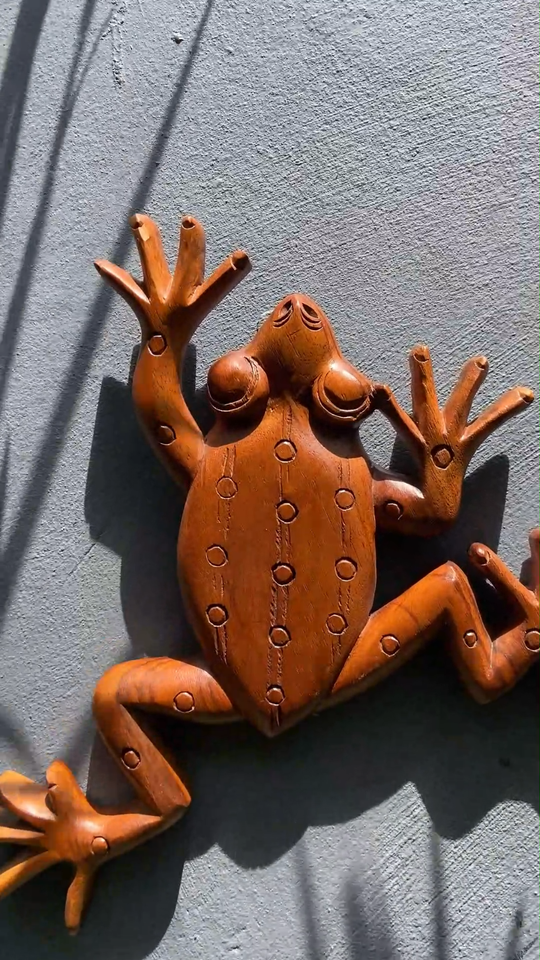 Frog Wall Statue, Wooden Animal, Wall Decor, Wall Art, Wood Carving ...