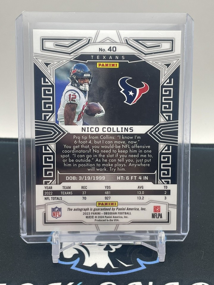 2023 OBSIDIAN FOOTBALL NICO COLLINS AUTOGRAPH #40 | eBay