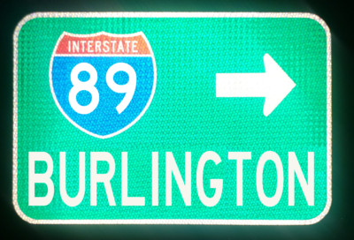 BURLINGTON Interstate 89, Vermont route road sign 18"x12" | eBay
