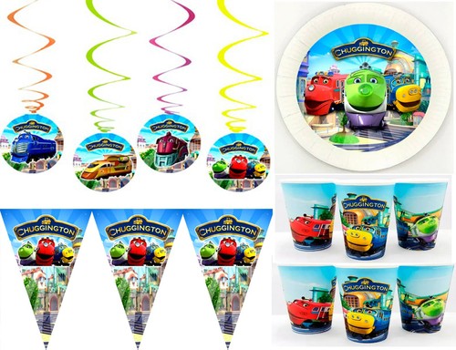 Chuggington Party Birthday Banner Plate Cup Party Cupcake Toppers Swirl ...