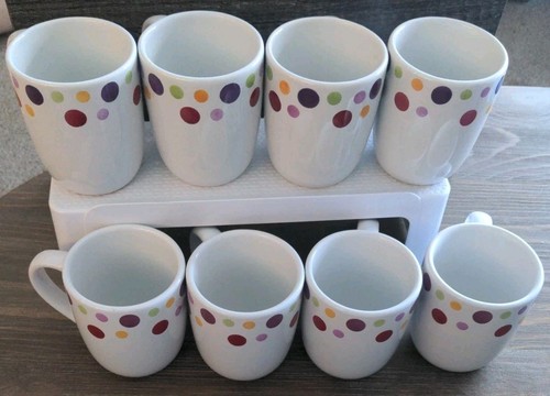 Pampered Chef Simple Additions Dots Coffee Mugs Cups #2073 Set of 8 | eBay