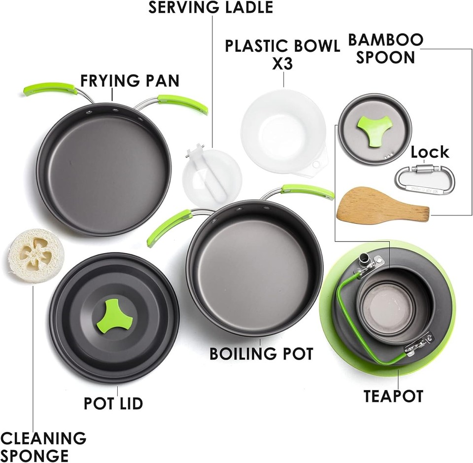 Portable Outdoor Camping Cookware Backpacking Hiking Cooking Pot Pans ...