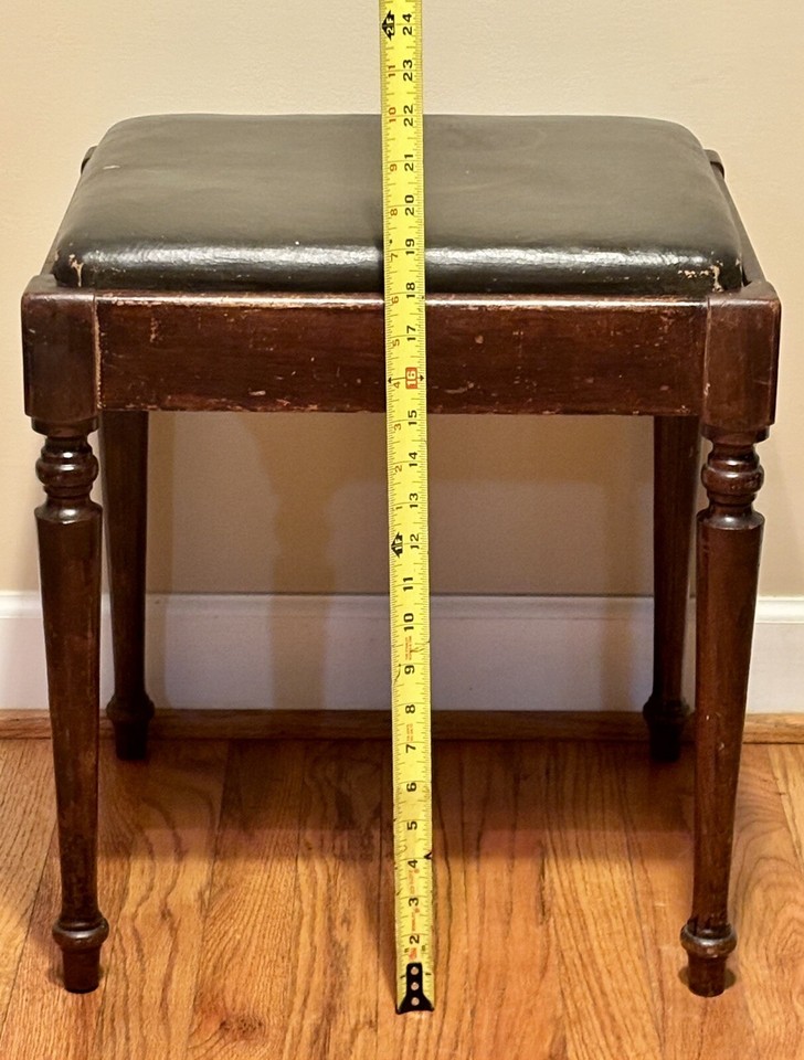 Vintage Singer Sewing Machine Bench With Storage Original Leather And ...