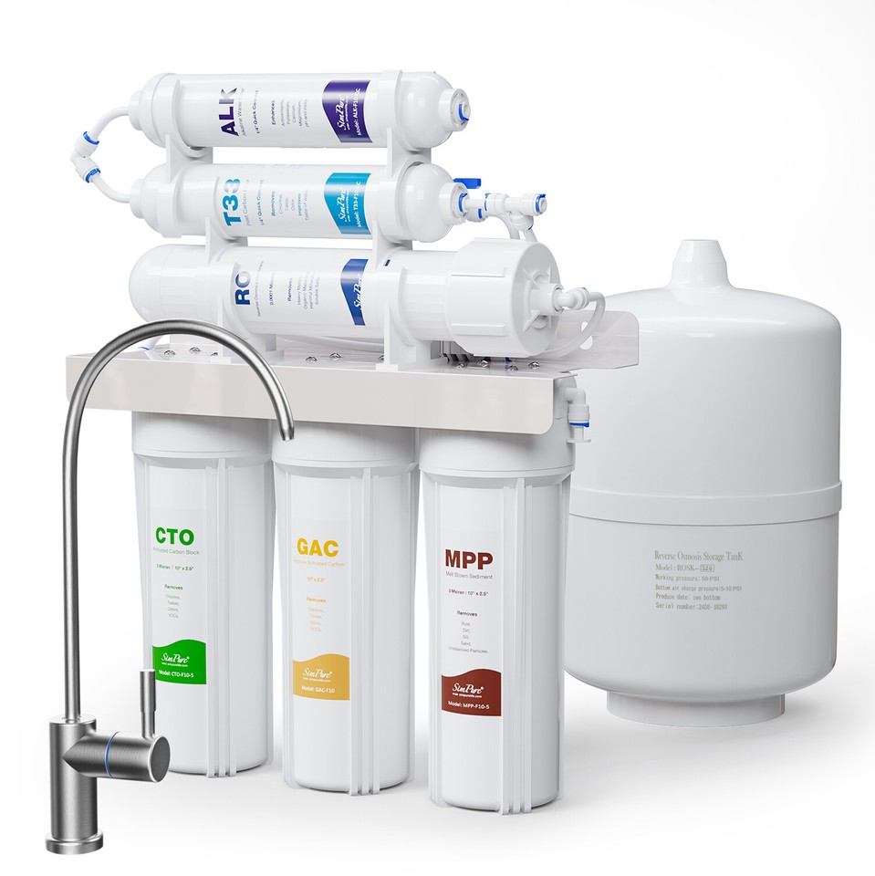 6 Stage 100 GPD Alkaline Reverse Osmosis UnderSink Water Filter System ...