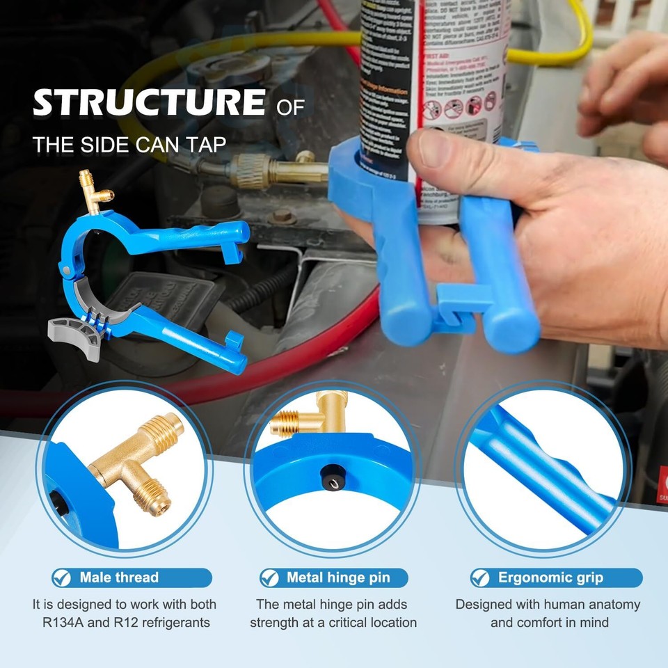 For R12/R134A Air Conditioning 10102 Side Can Tap, AC HVAC Manifold ...