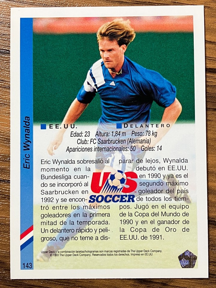 Upper Deck 1993 World Cup USA Soccer Card #143 Eric Wynalda America | eBay