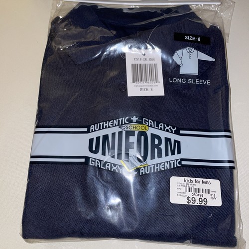 Kids Authentic Galaxy School Uniform Polo Shirt Long Sleeve Size 8 Navy ...