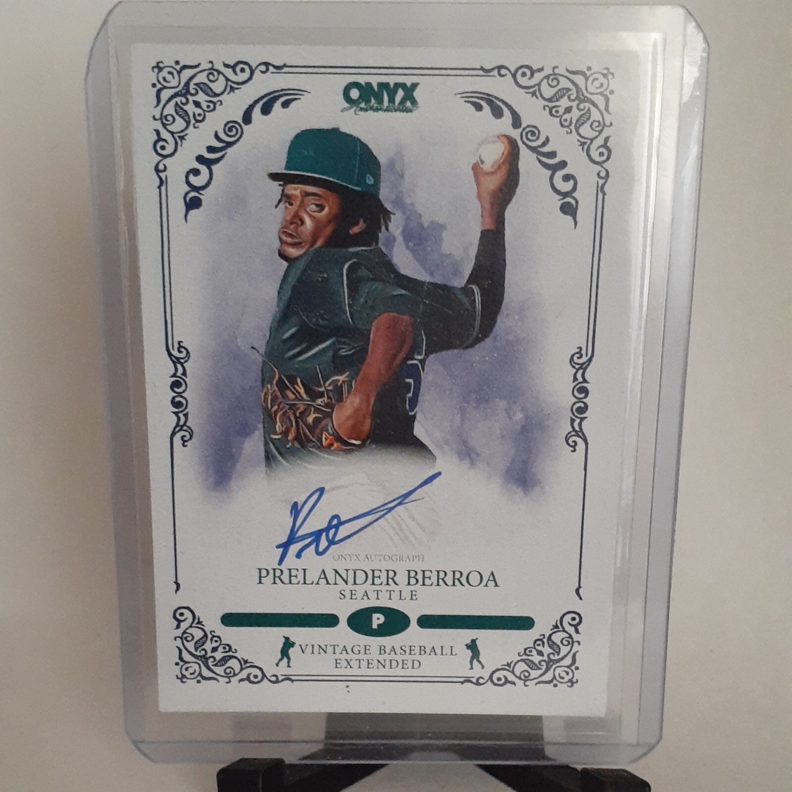 2022 Onyx Vintage Extended Auto Blue Ink Prelander Berroa Seattle ...