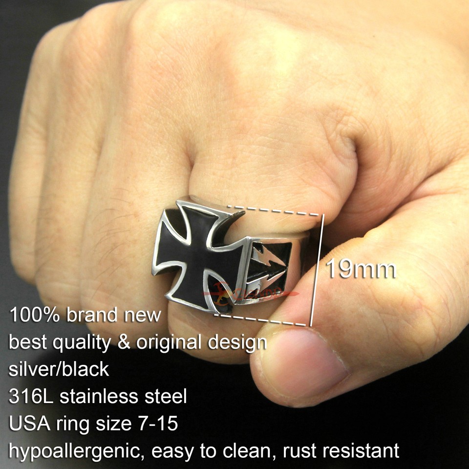 Silver Stainless Steel Knights Templar German Iron Cross Pattée Men's ...