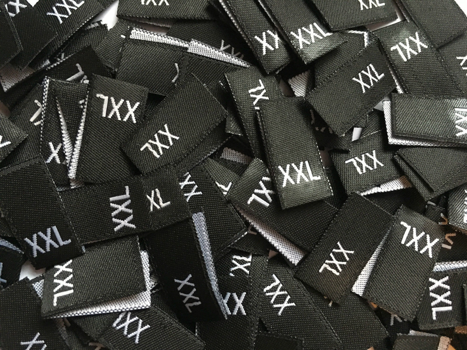 Black Size Tabs Labels XS,S,M,L,XL,XXL,XXXL Woven Clothing Garment Size ...